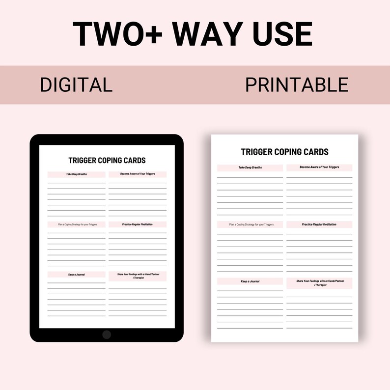 TRIGGER COPING CARDS, Printable Coping Cards for Triggers, Digital ...