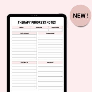 THERAPY PROGRESS NOTES, Digital Therapy Note for Therapists, Fillable ...