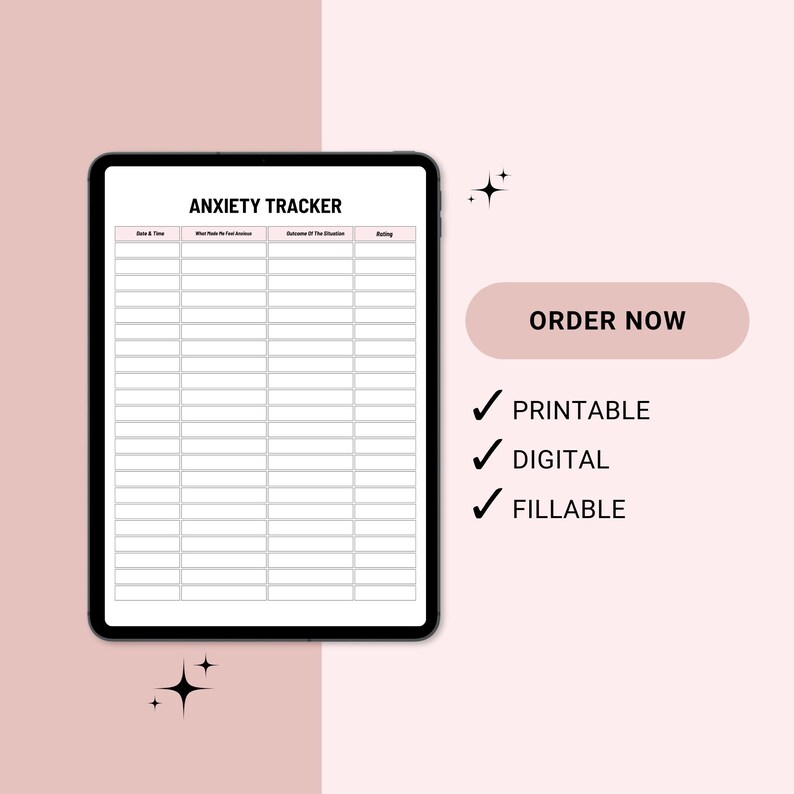 Printable Anxiety Tracker, Mental Health Journal (fillable PDF) - Etsy