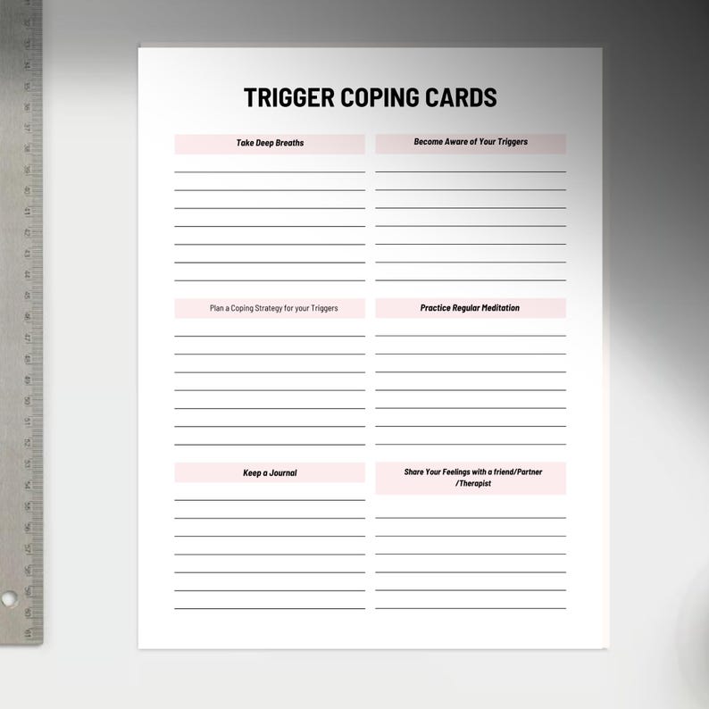 TRIGGER COPING CARDS, Printable Coping Cards for Triggers, Digital ...