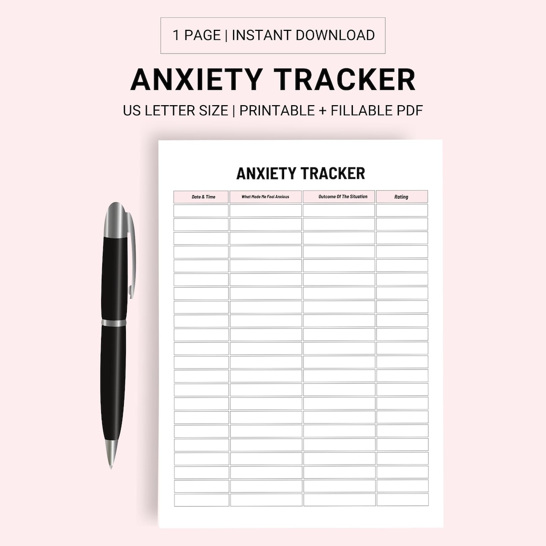 PRINTABLE ANXIETY TRACKER, Anxiety Tracker, Fillable Anxiety Journal ...