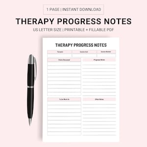 THERAPY PROGRESS NOTES, Digital Therapy Note for Therapists, Fillable ...