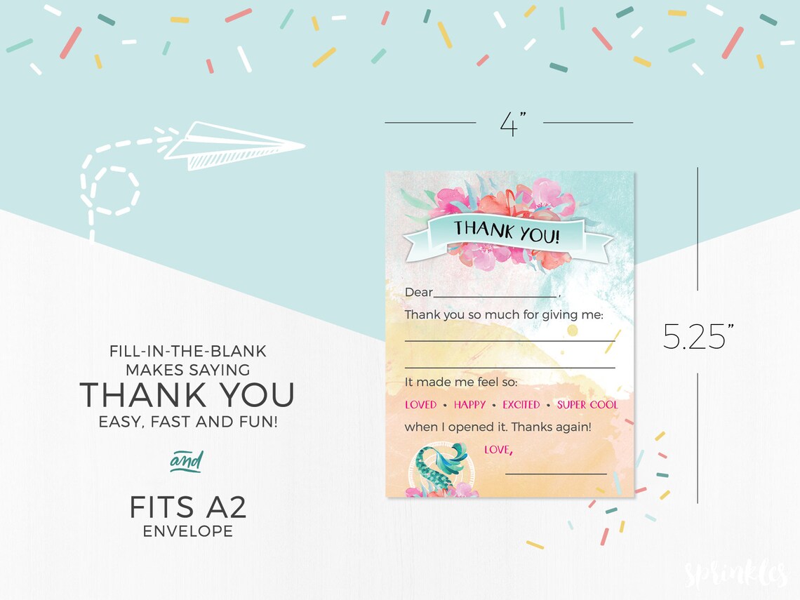 Printable Ad-lib Thank You Cards for Kids - Mermaid - Beach ...