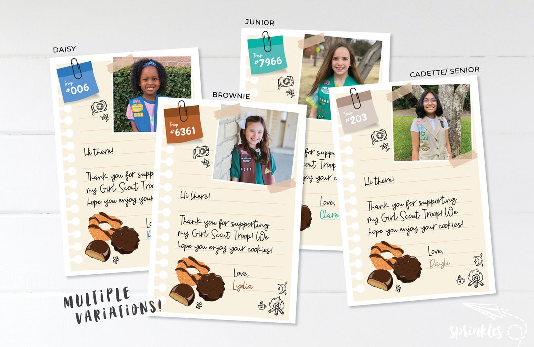 Printable Girl Scouts Thank You - Photo Note Card - Cookie Sales - Fall ...