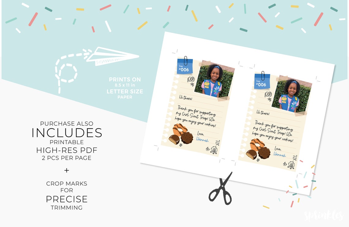 Printable Girl Scouts Thank You - Photo Note Card - Cookie Sales - Fall ...