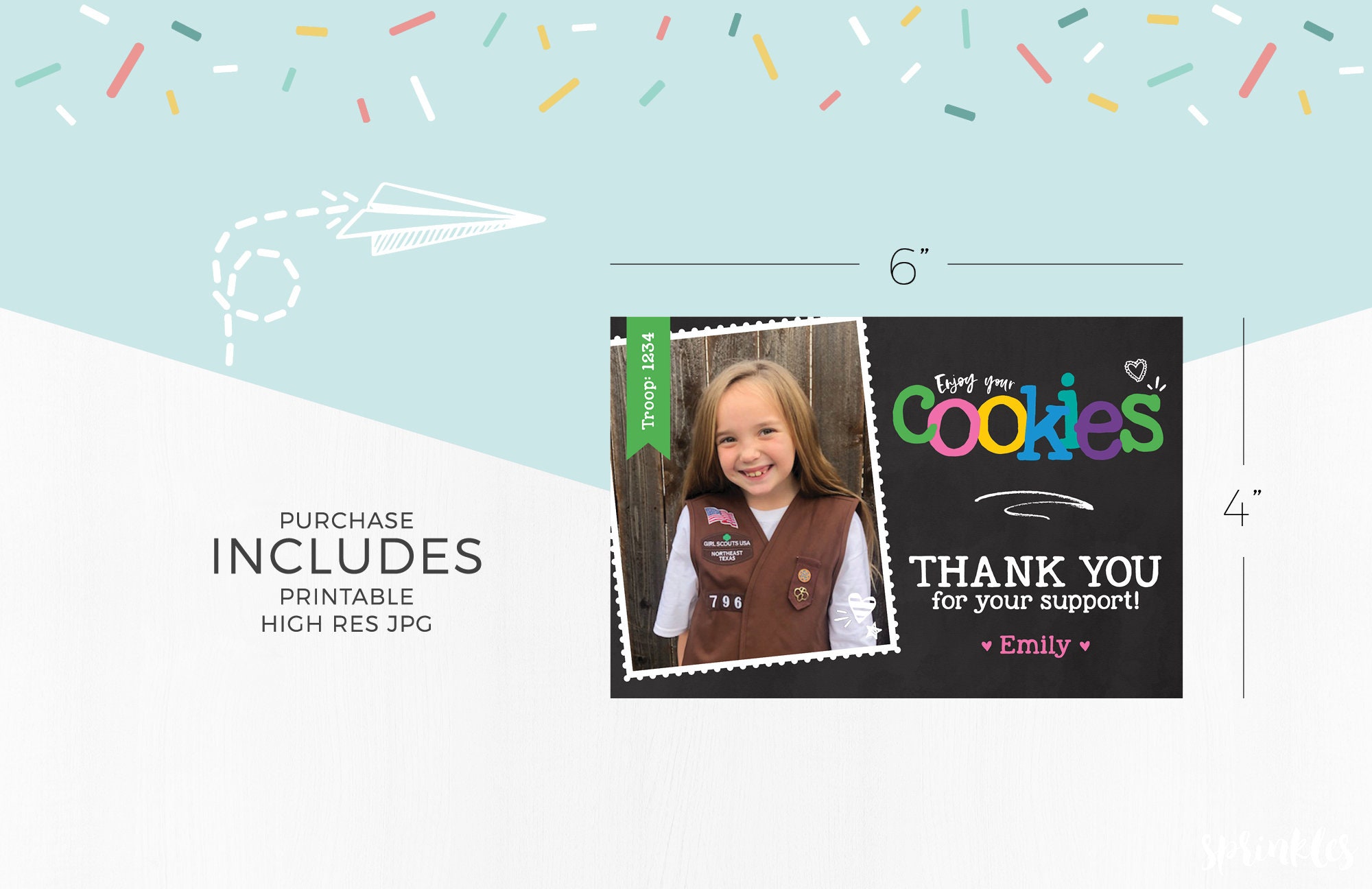 Printable Girl Scouts Thank You Card - Photo Note Card - Cookie Sales ...