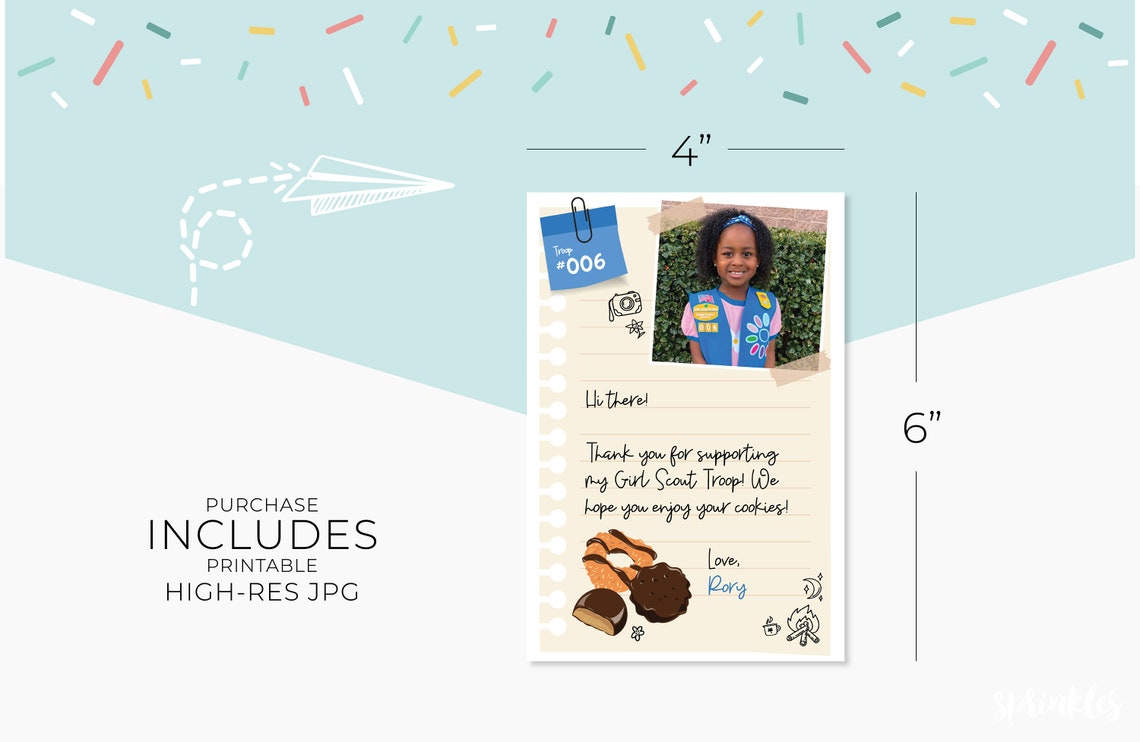 Printable Girl Scouts Thank You - Photo Note Card - Cookie Sales - Fall ...