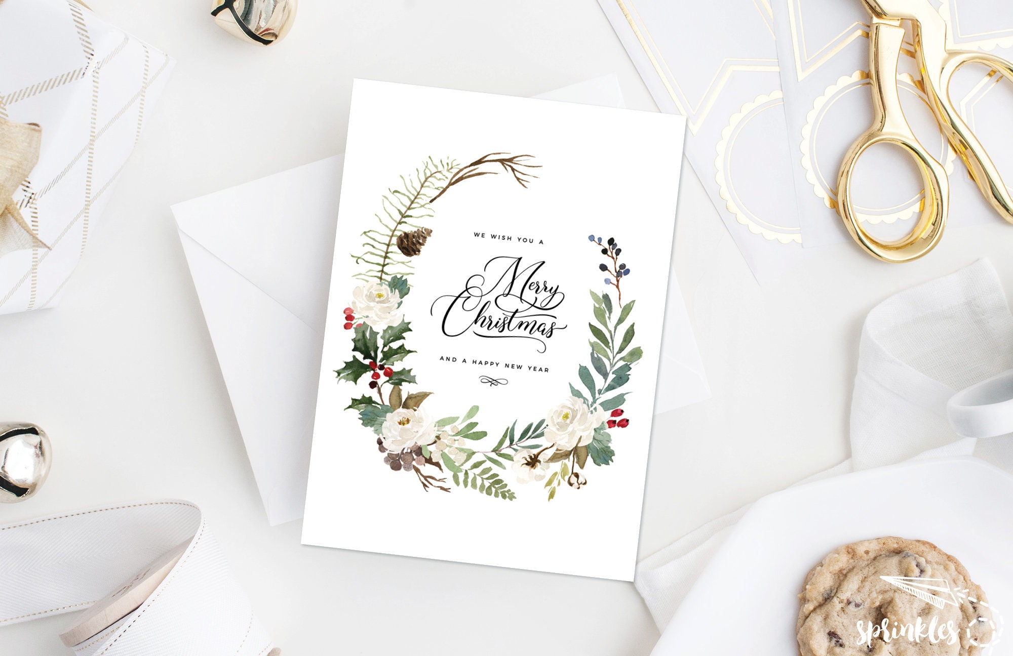 Printable Christmas Card Holiday Card Merry Christmas Happy New Year ...