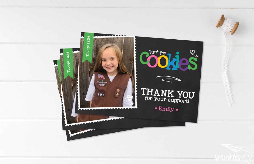 Printable Girl Scouts Thank You Card - Photo Note Card - Cookie Sales ...