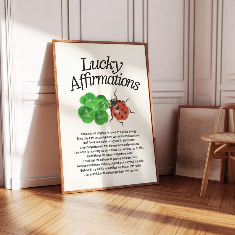 Lady Luck Printable Poster – Cream Background | Minimalist Ladybug ...