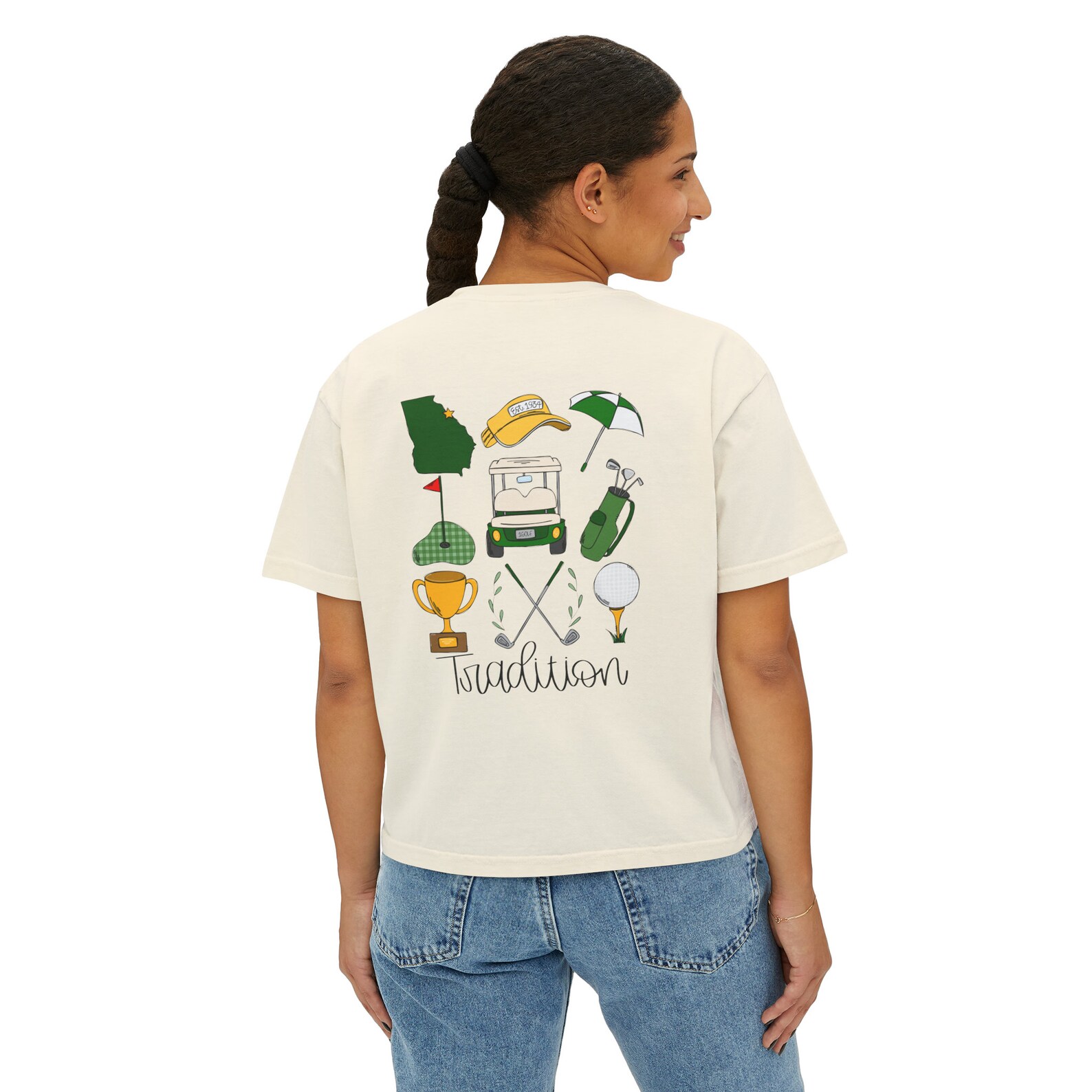 Graphic Tee Preppy Golf Tradition Women's Boxy Tee Comfort Colors ...