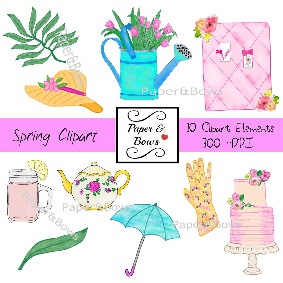 Spring Time Clipart Collection, 10 Clipart Elements, 300 DPI, JPG and ...