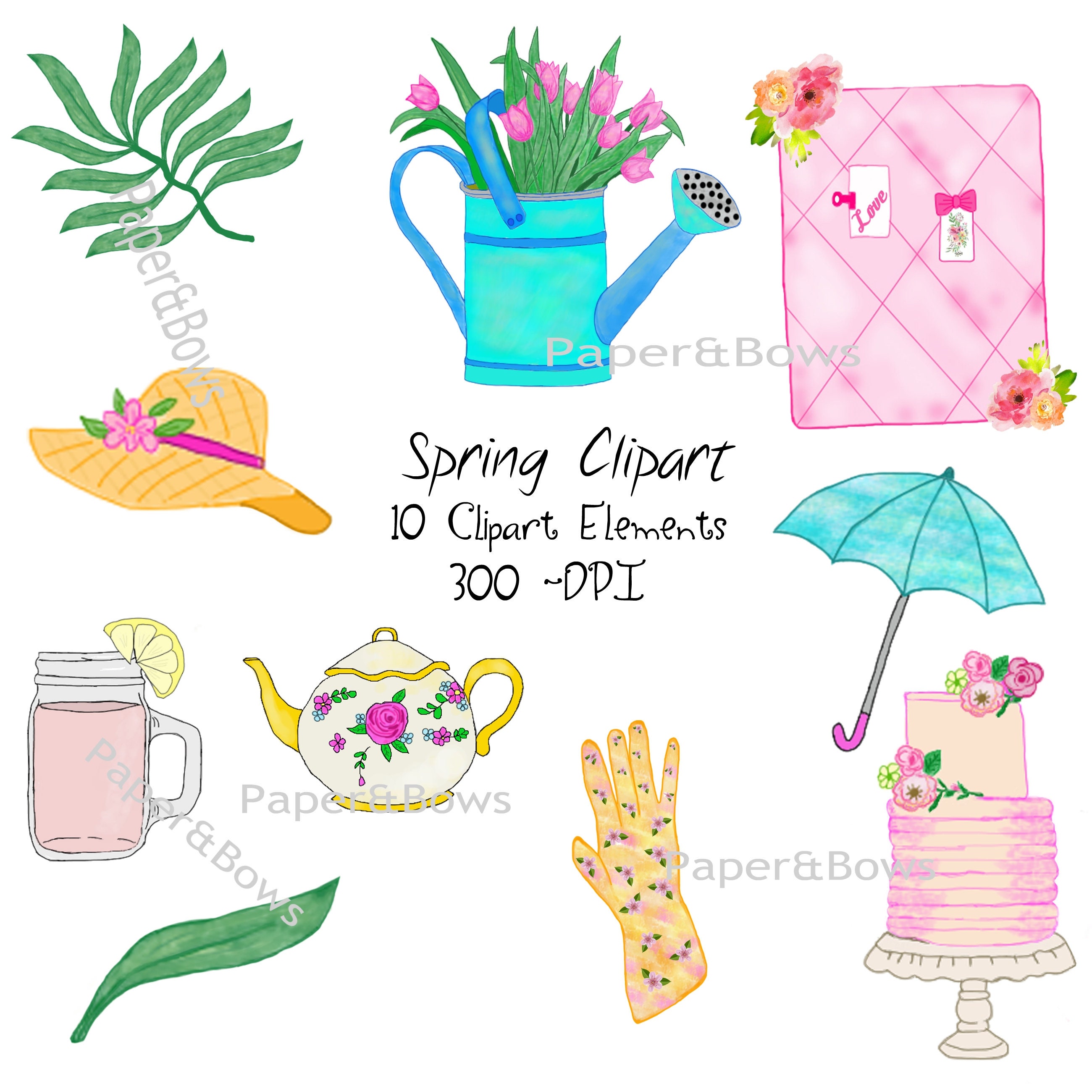 Spring Time Clipart Collection, 10 Clipart Elements, 300 DPI, JPG and ...
