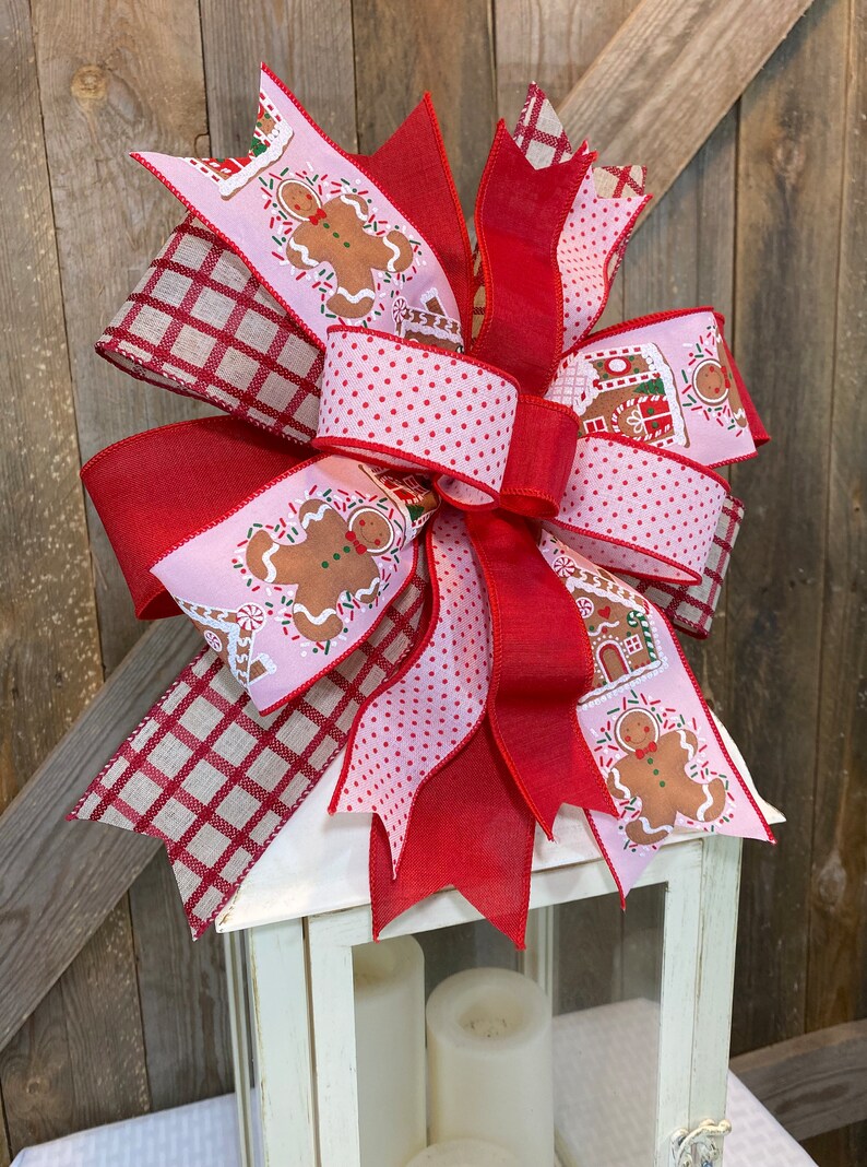 Gingerbread Man Bow for Lantern, Christmas Wreath Bow, Gingerbread ...