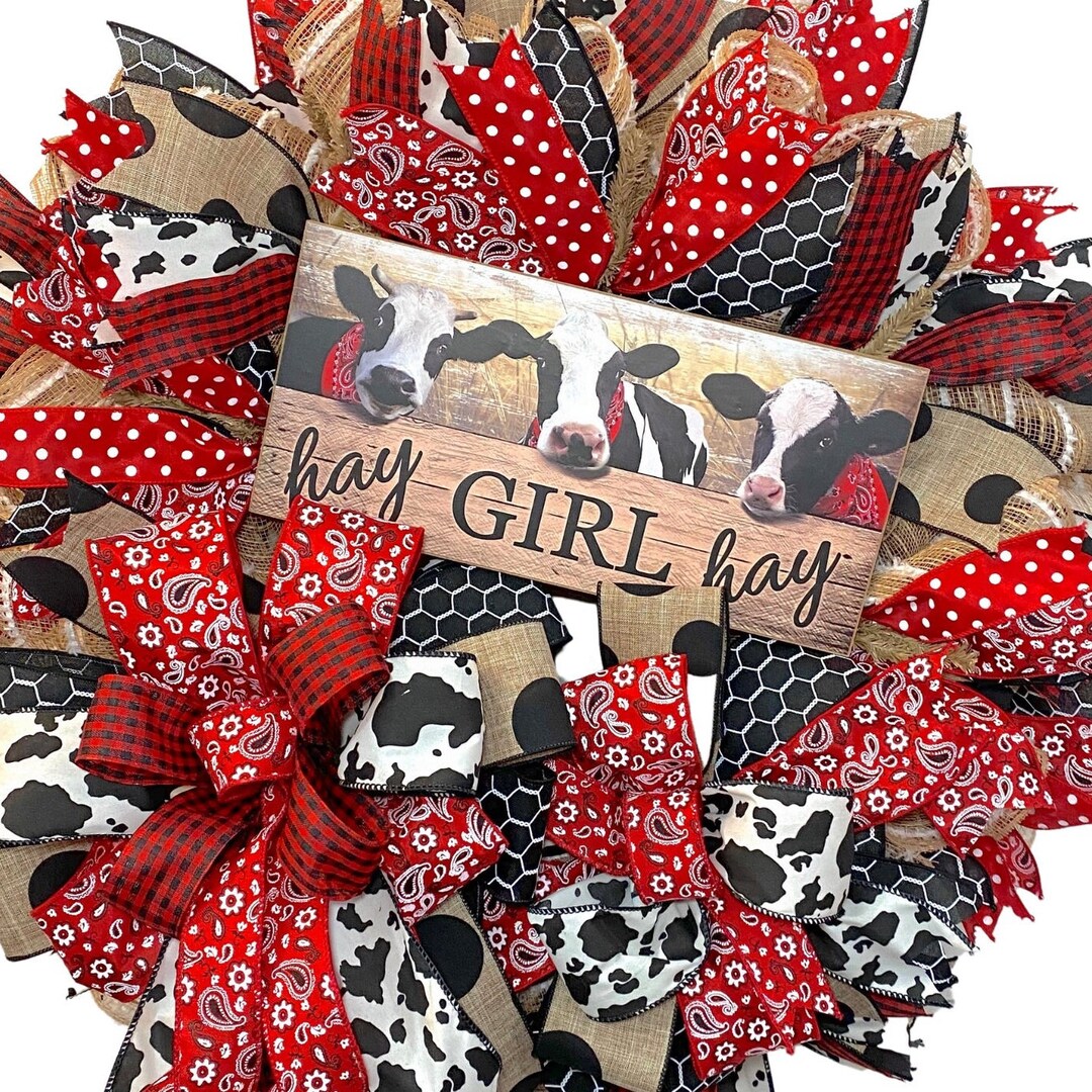 Cow Wreath for Front Door Farmhouse Wreath Country Wreath - Etsy