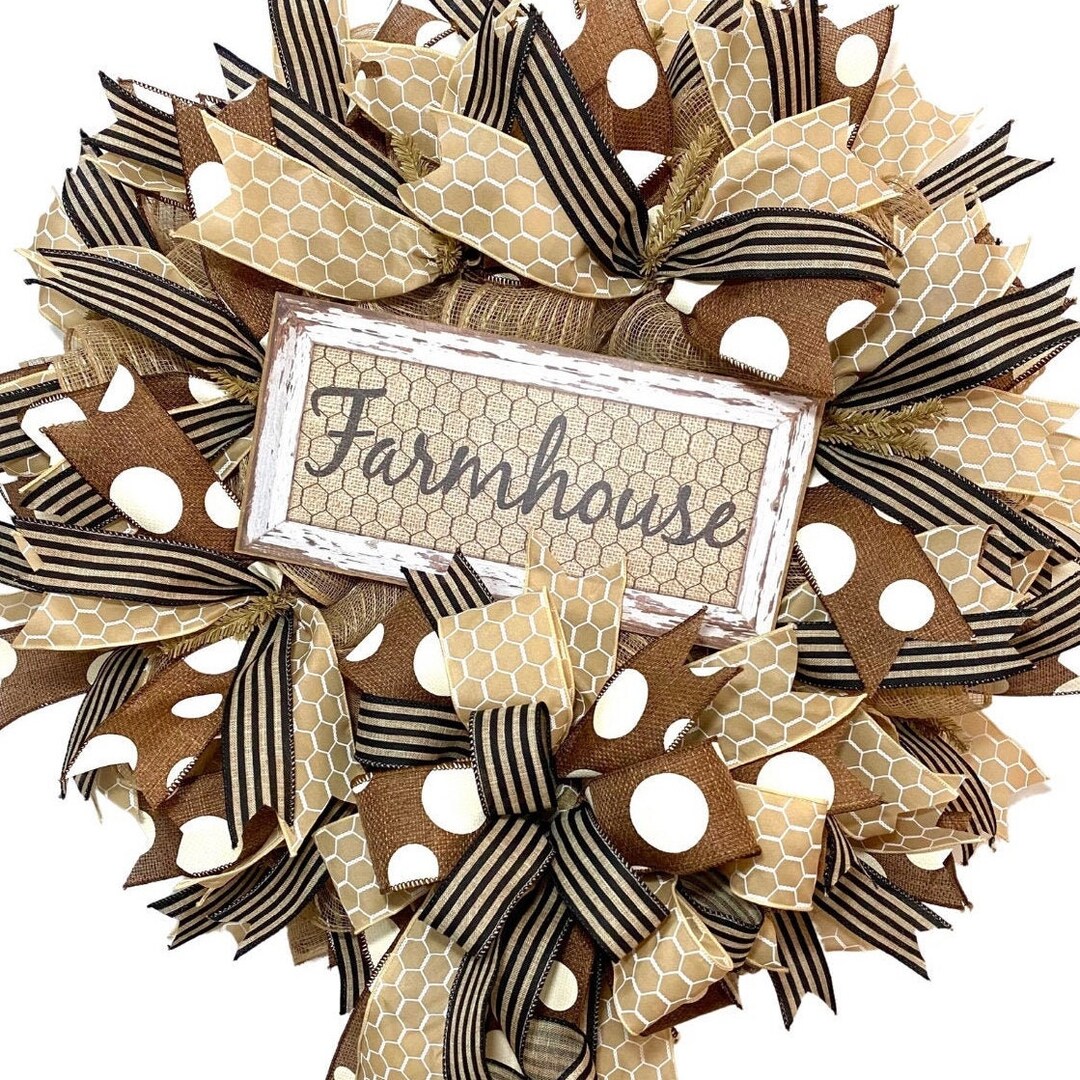 Farmhouse Wreath for Front Door, Year Around Wreath, Everyday Farmhouse ...