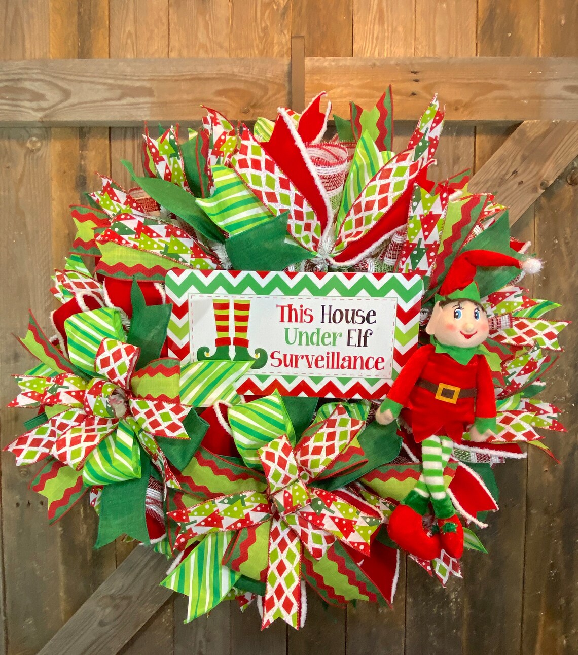 Elf Christmas Wreath, Merry Christmas Wreath, Elf Decor, Whimsical ...