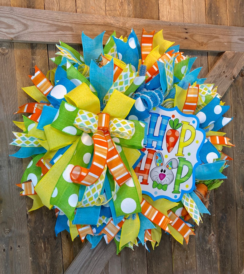 Happy Easter Wreath Spring Wreath for Front Door Whimsical - Etsy