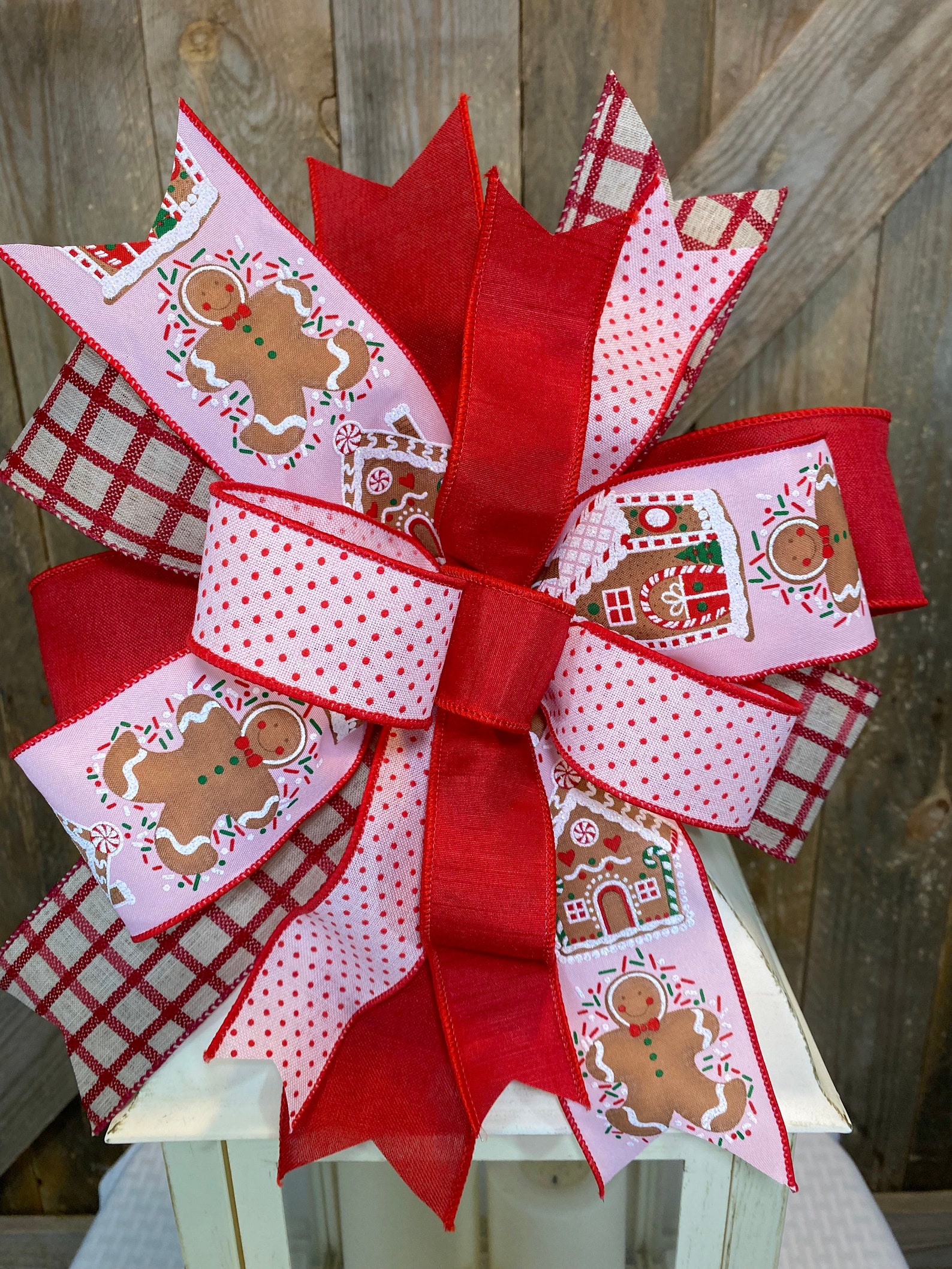 Gingerbread Man Bow for Lantern, Christmas Wreath Bow, Gingerbread ...