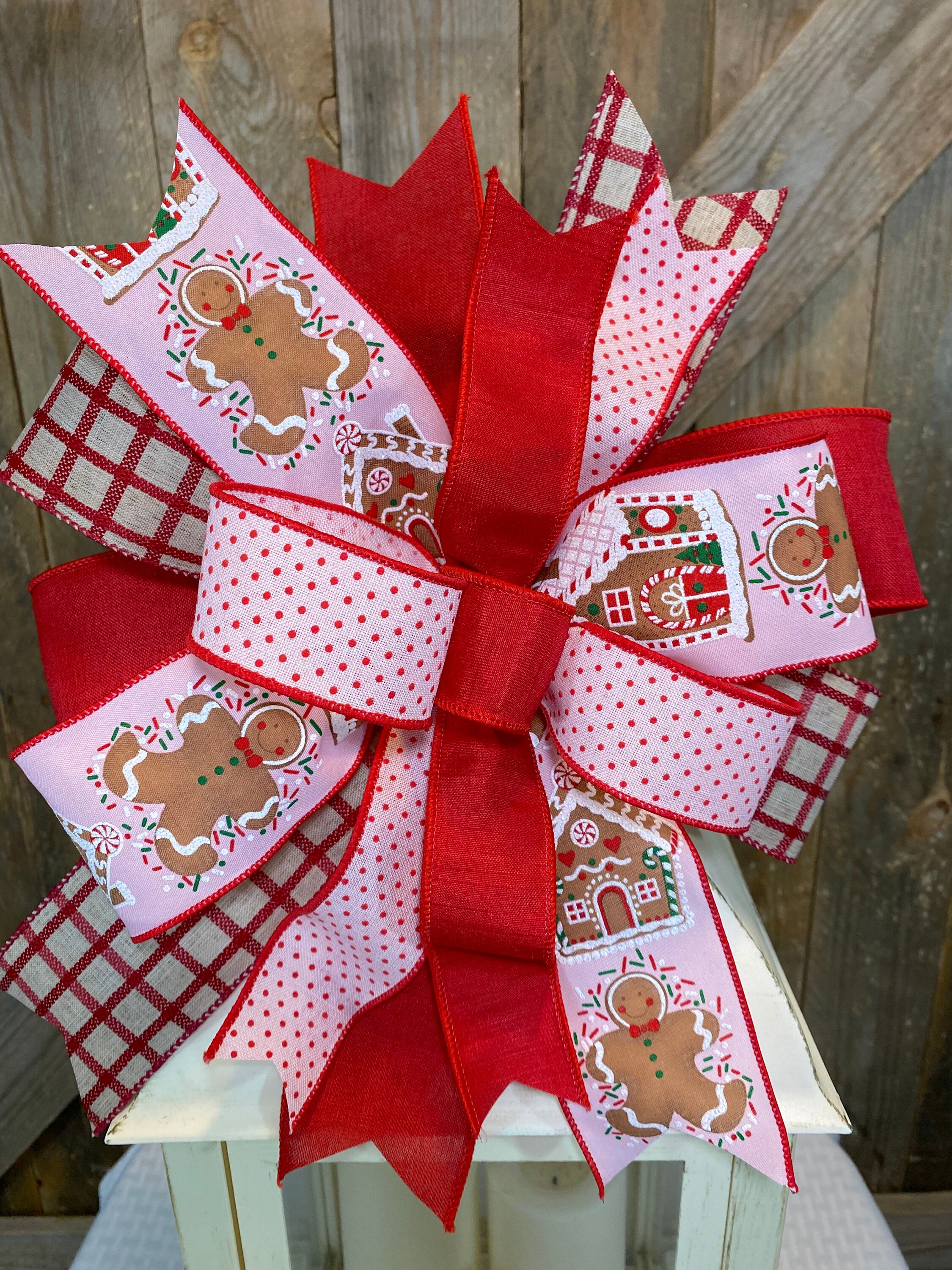 Gingerbread Man Bow for Lantern, Christmas Wreath Bow, Gingerbread ...