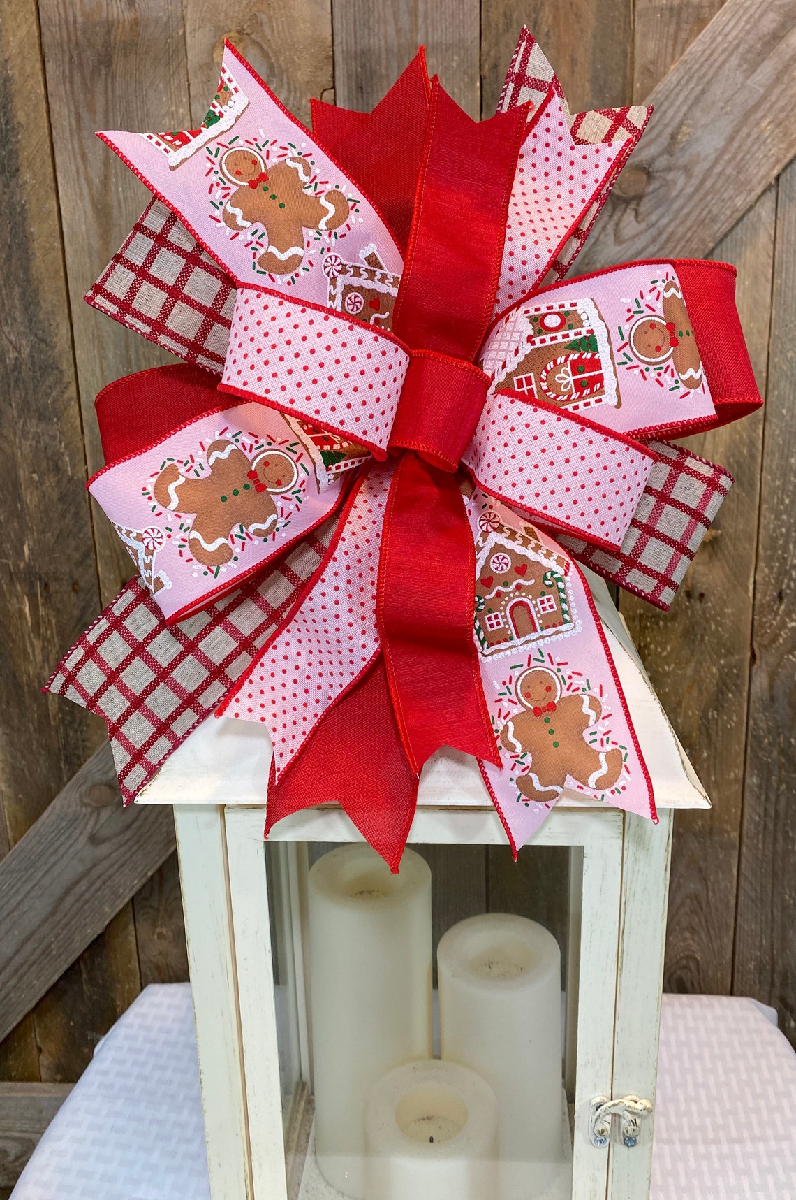 Gingerbread Man Bow for Lantern, Christmas Wreath Bow, Gingerbread ...