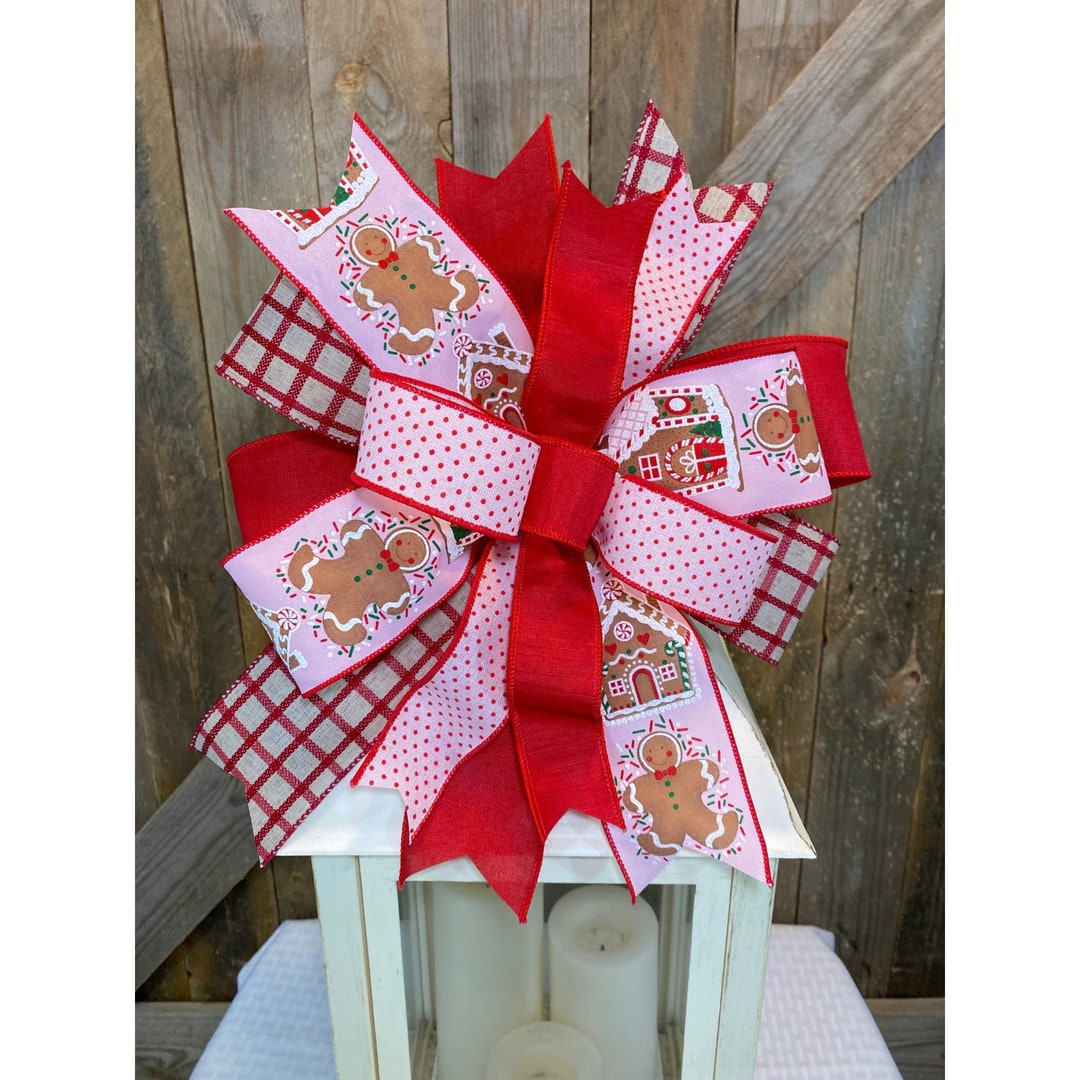 Gingerbread Man Bow for Lantern, Christmas Wreath Bow, Gingerbread ...