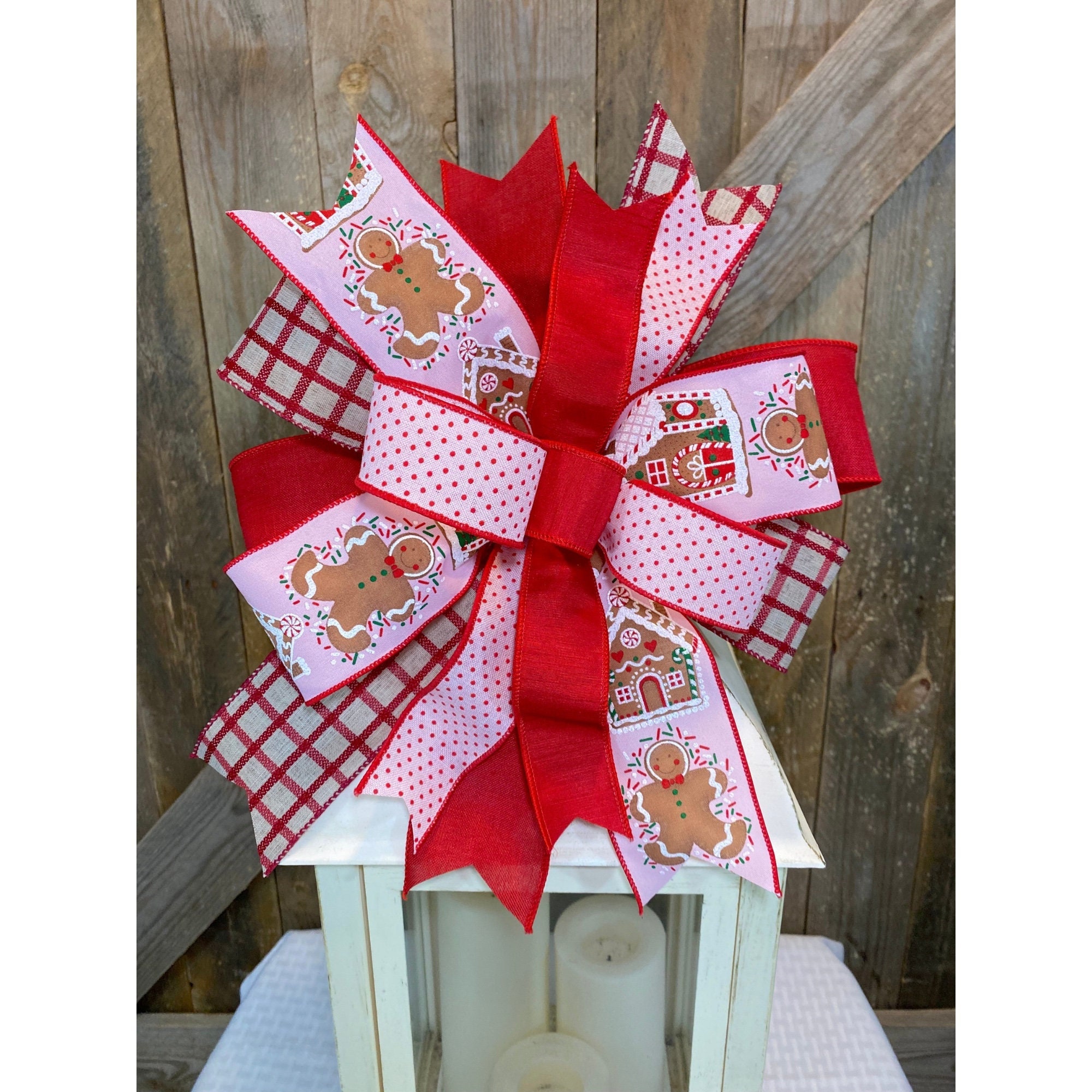 Gingerbread Man Bow for Lantern, Christmas Wreath Bow, Gingerbread ...