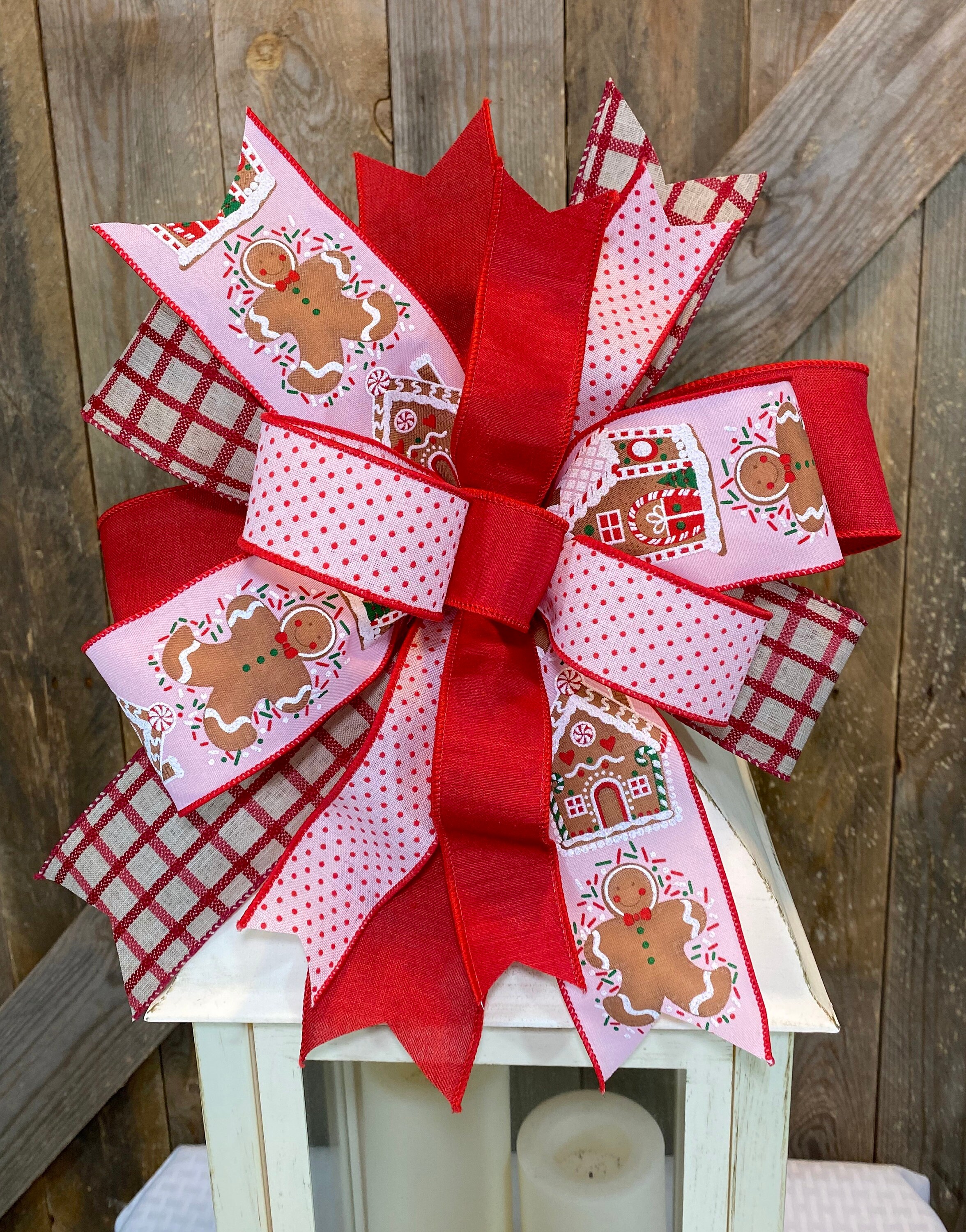 Gingerbread Man Bow for Lantern, Christmas Wreath Bow, Gingerbread ...