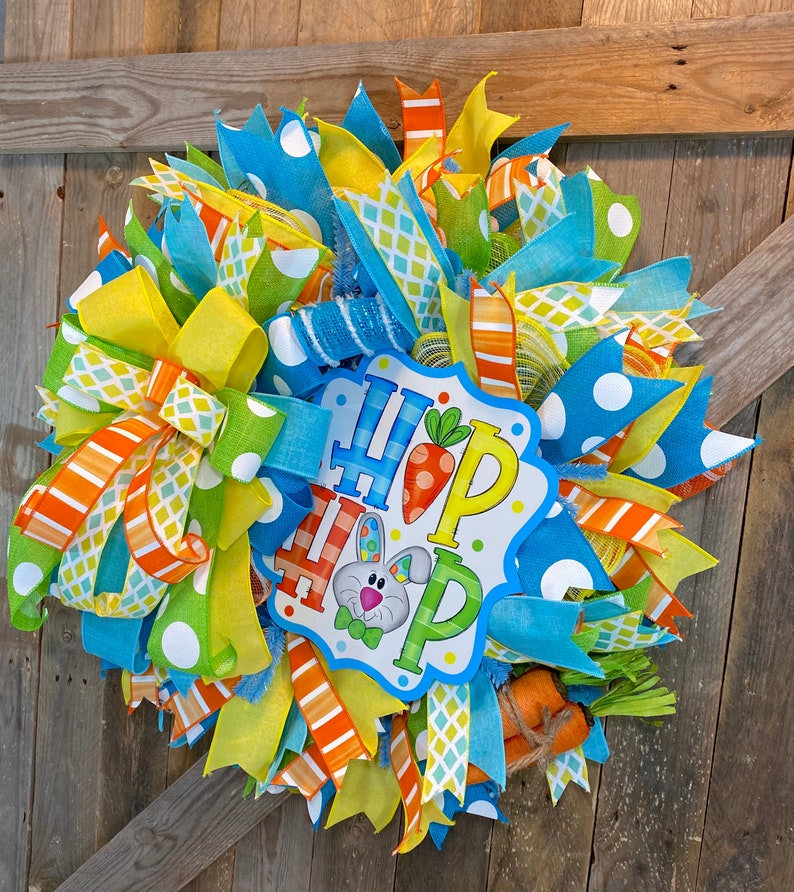 Happy Easter Wreath Spring Wreath for Front Door Whimsical - Etsy