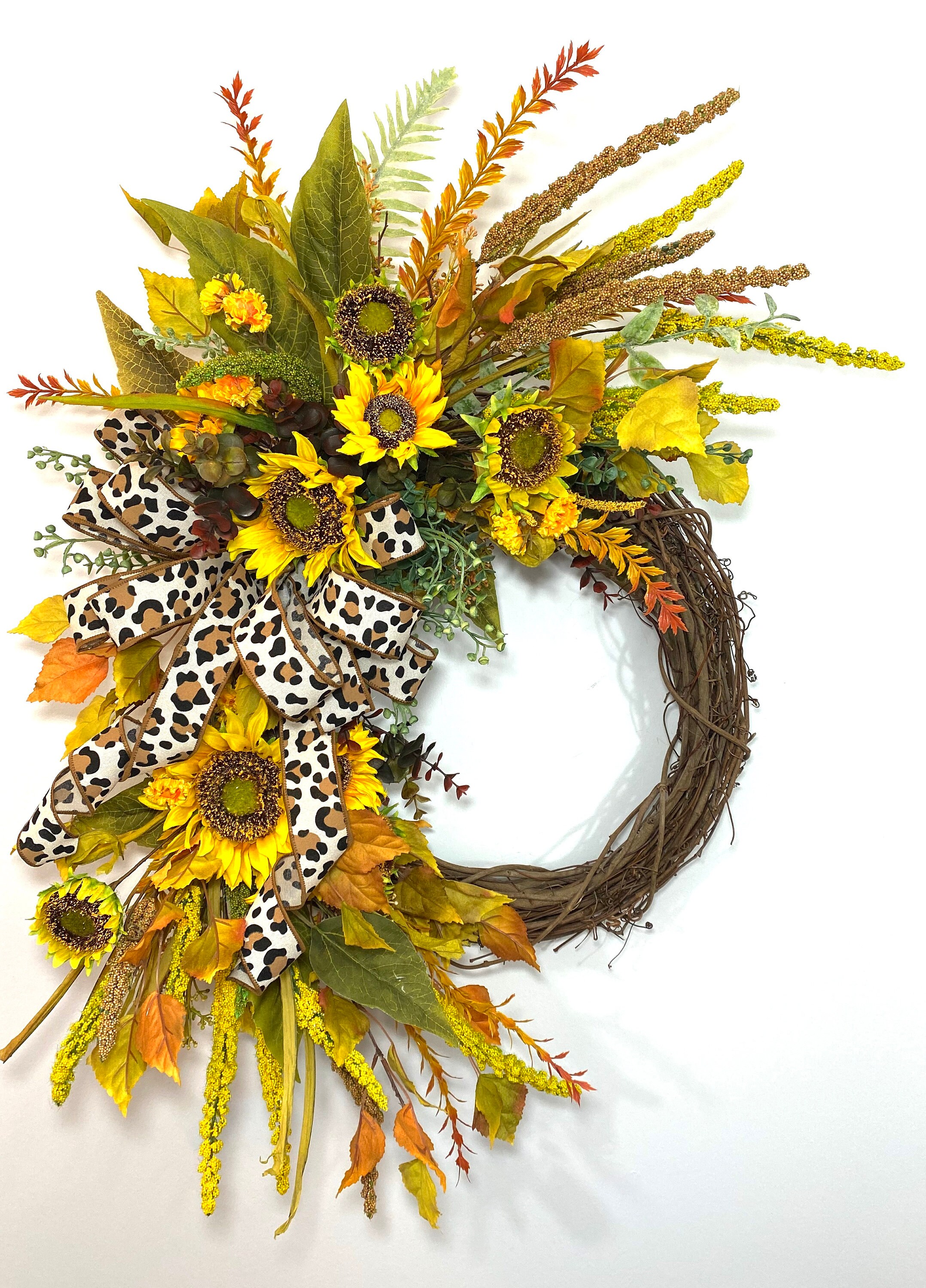 Fall Sunflower Wreath for Front Door Sunflower Door Decor | Etsy