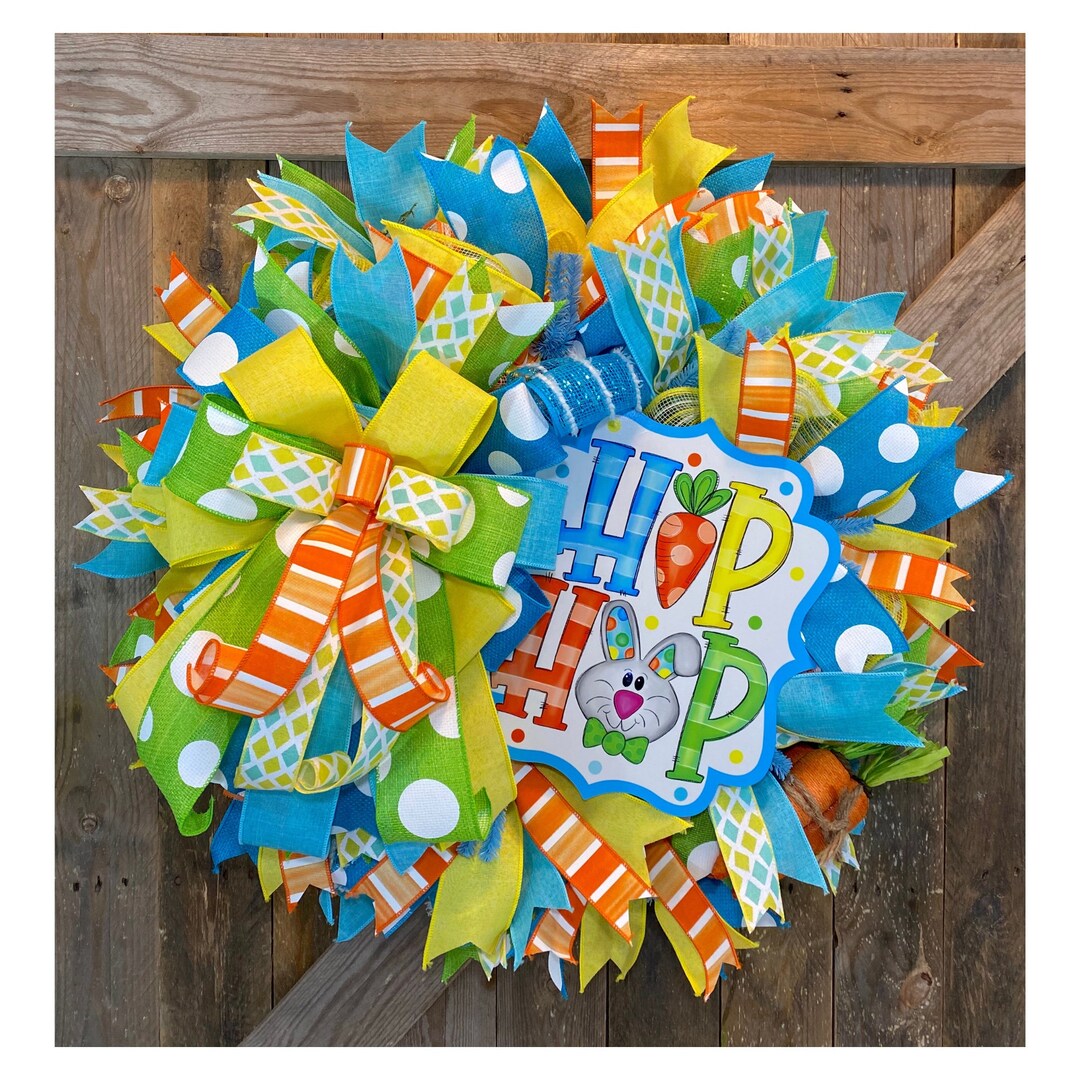 Happy Easter Wreath Spring Wreath for Front Door Whimsical - Etsy