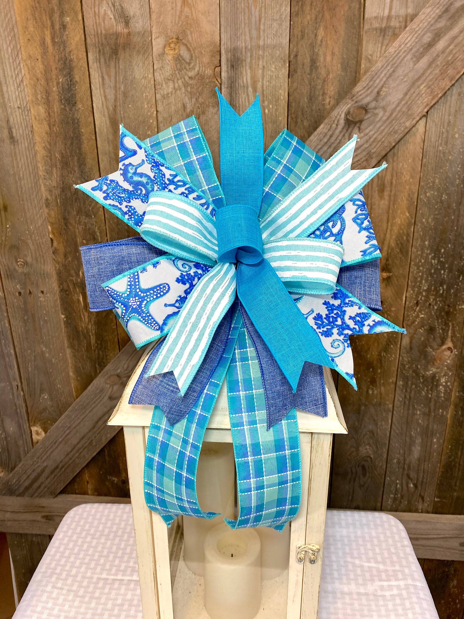 Beach Bow for Lantern Ocean Ribbon Bow for Wreath Year - Etsy