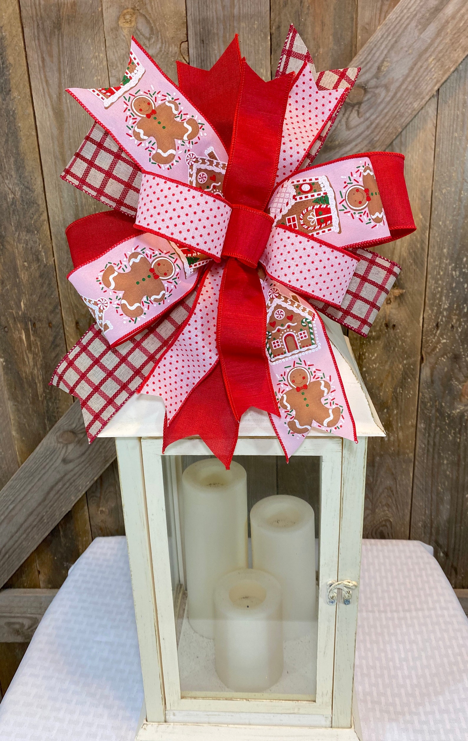 Gingerbread Man Bow for Lantern, Christmas Wreath Bow, Gingerbread ...
