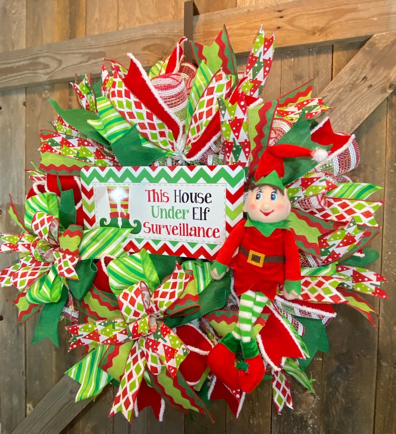 Elf Christmas Wreath Merry Christmas Wreath Elf Decor - Etsy
