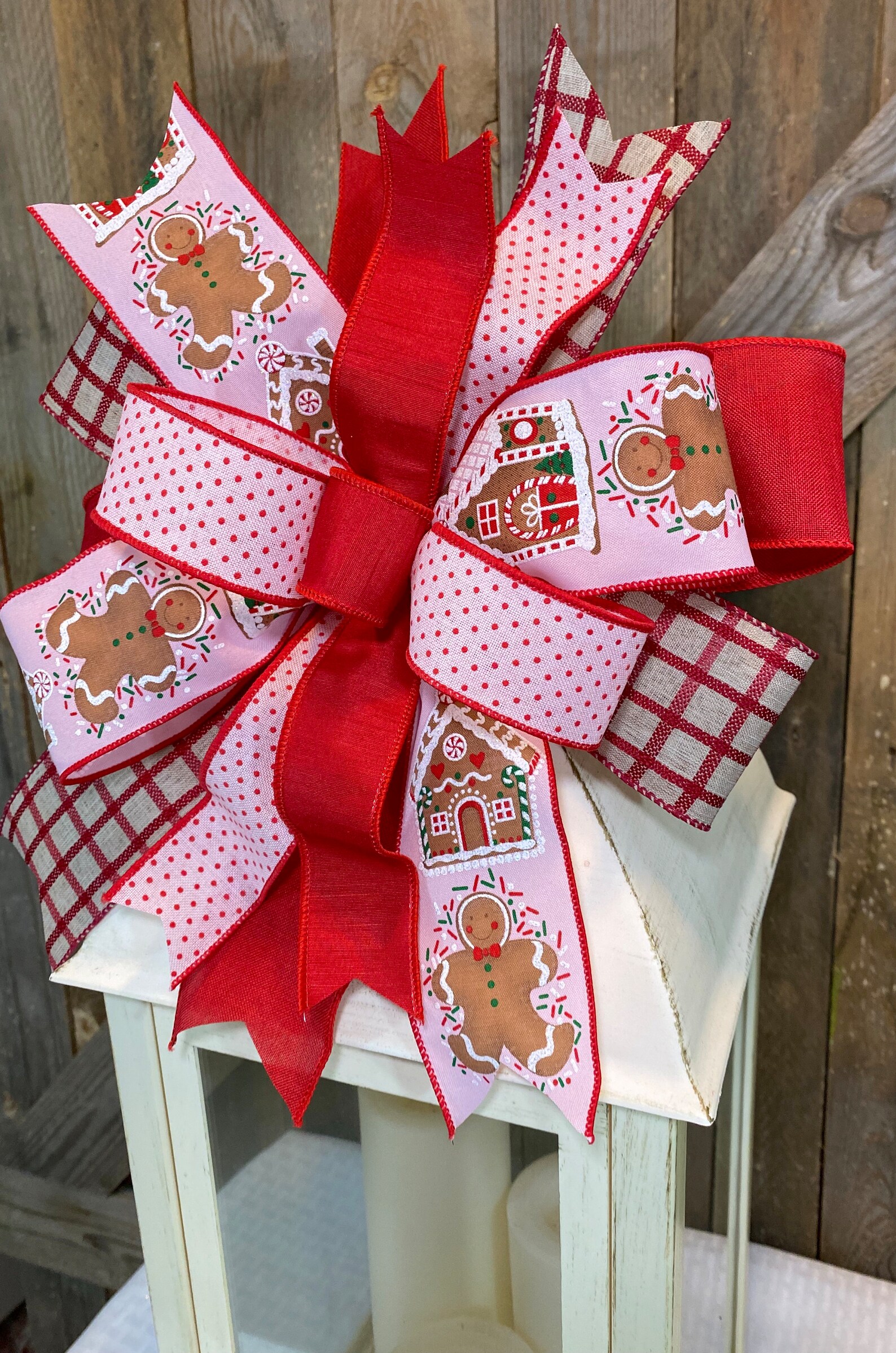 Gingerbread Man Bow for Lantern, Christmas Wreath Bow, Gingerbread ...