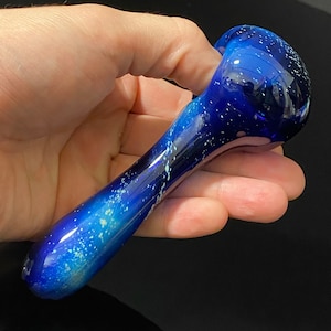 Galaxy Pipe Blue Glass Space Pipe, Glass Pipe, Hand Blown - Etsy