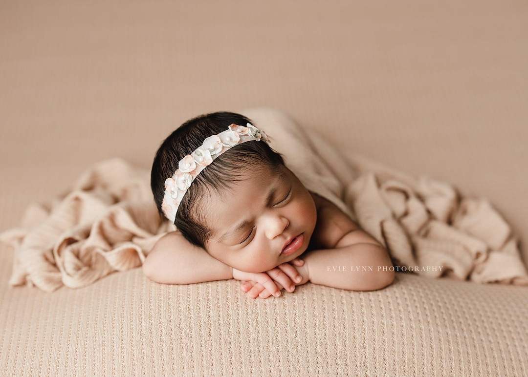 Riley Backdrop, Newborn Photo Prop, Warm Peachy Beige Posing Fabric ...