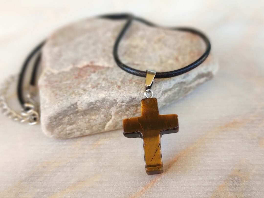 Tiger Eye Cross Pendant Necklace: Men's Religious Gift - Etsy