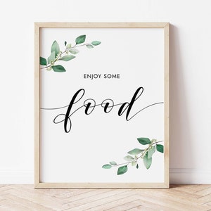 Baby Shower Food Sign Food Table Sign Enjoy Some Food Sign Greenery ...