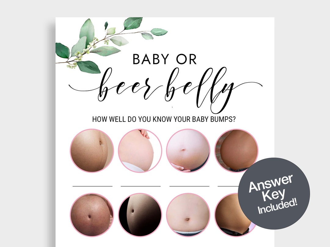 Baby Bump Beer Belly Game Pregnant or Beer Belly Game Baby Shower Games ...