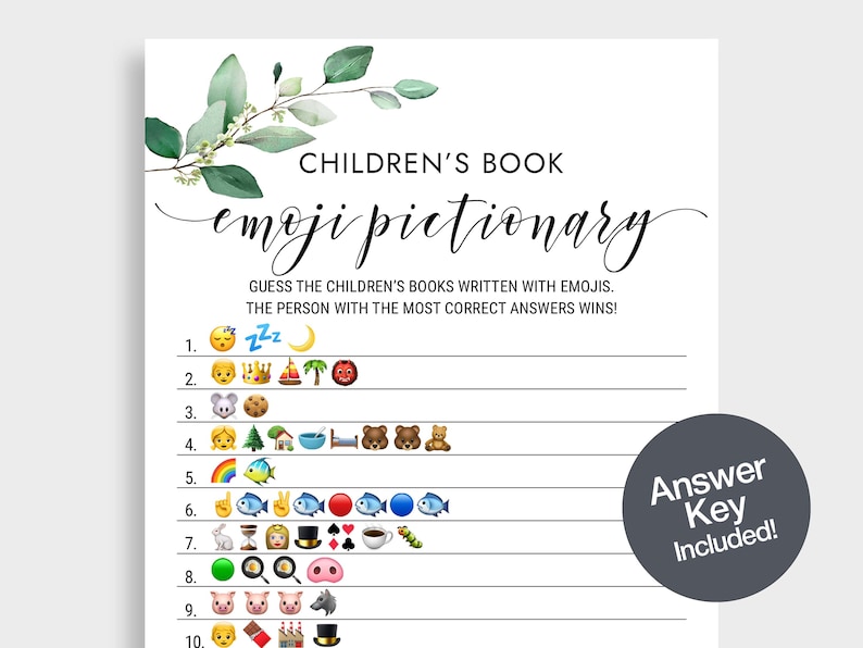 Children's Book Emoji Pictionary, Emoji Game, Baby Shower Game ...