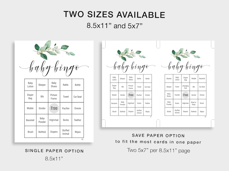 50 Prefilled Baby Shower Bingo Cards Baby Bingo Game Bonus Blank Card ...