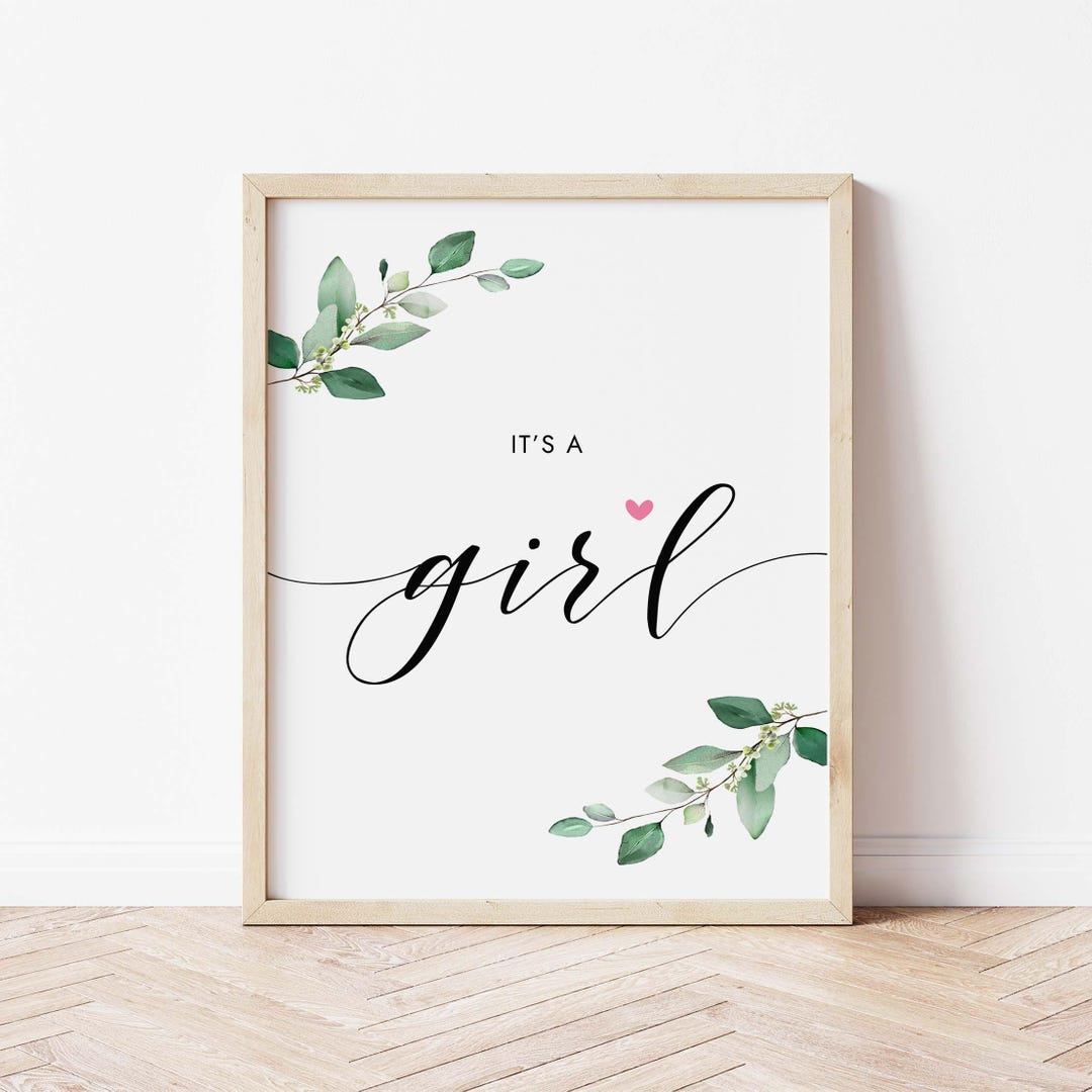 Its a Girl Sign Pink Floral Gender Announcement Sign It's A Girl ...
