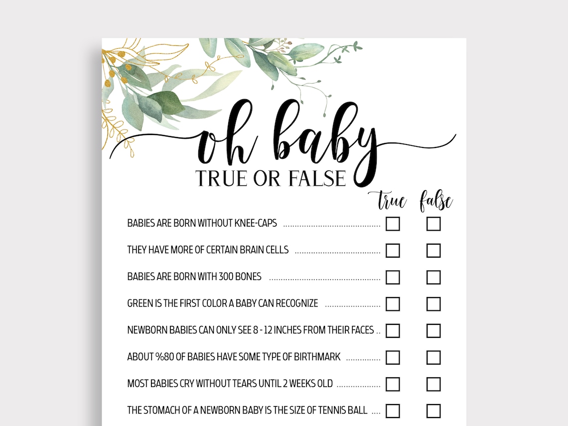 Oh Baby True or False Baby Shower Game Instant Download | Etsy