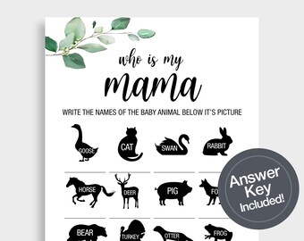 Who is My Mama Game Baby Animals Game Printable Guess Baby - Etsy