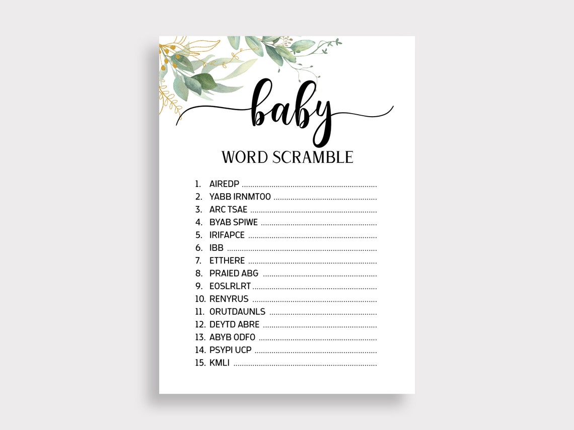 Baby Word Scramble Game Word Scramble Baby Shower Game Baby | Etsy