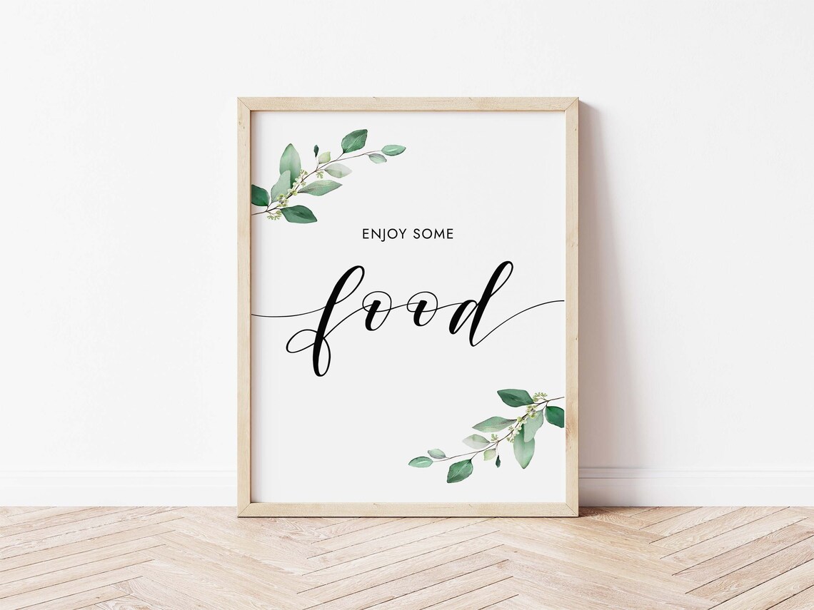 Baby Shower Food Sign Food Table Sign Enjoy Some Food Sign Greenery ...