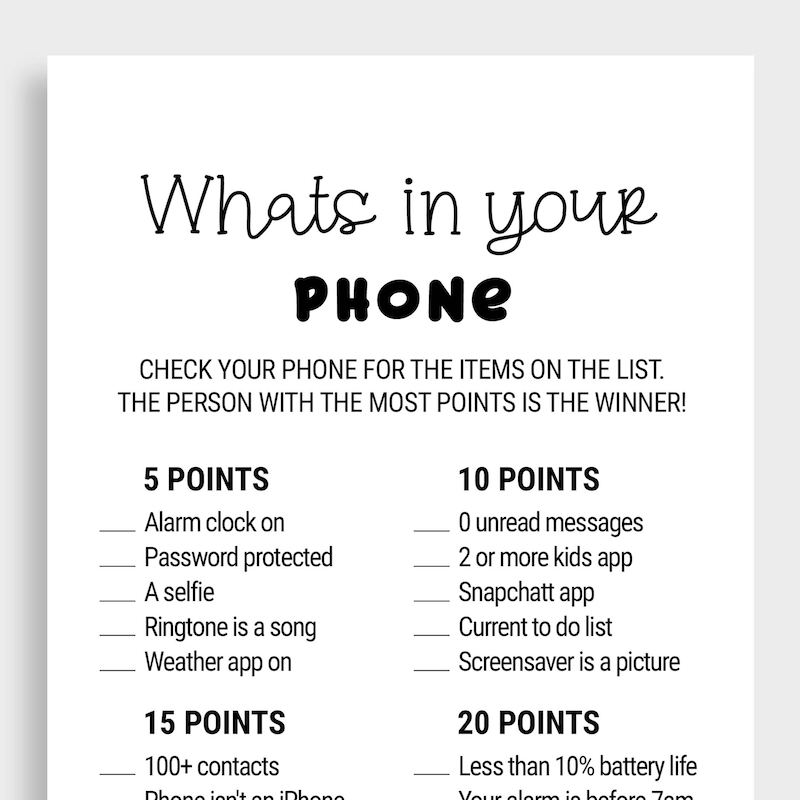 Whats on Your Phone Game - Etsy