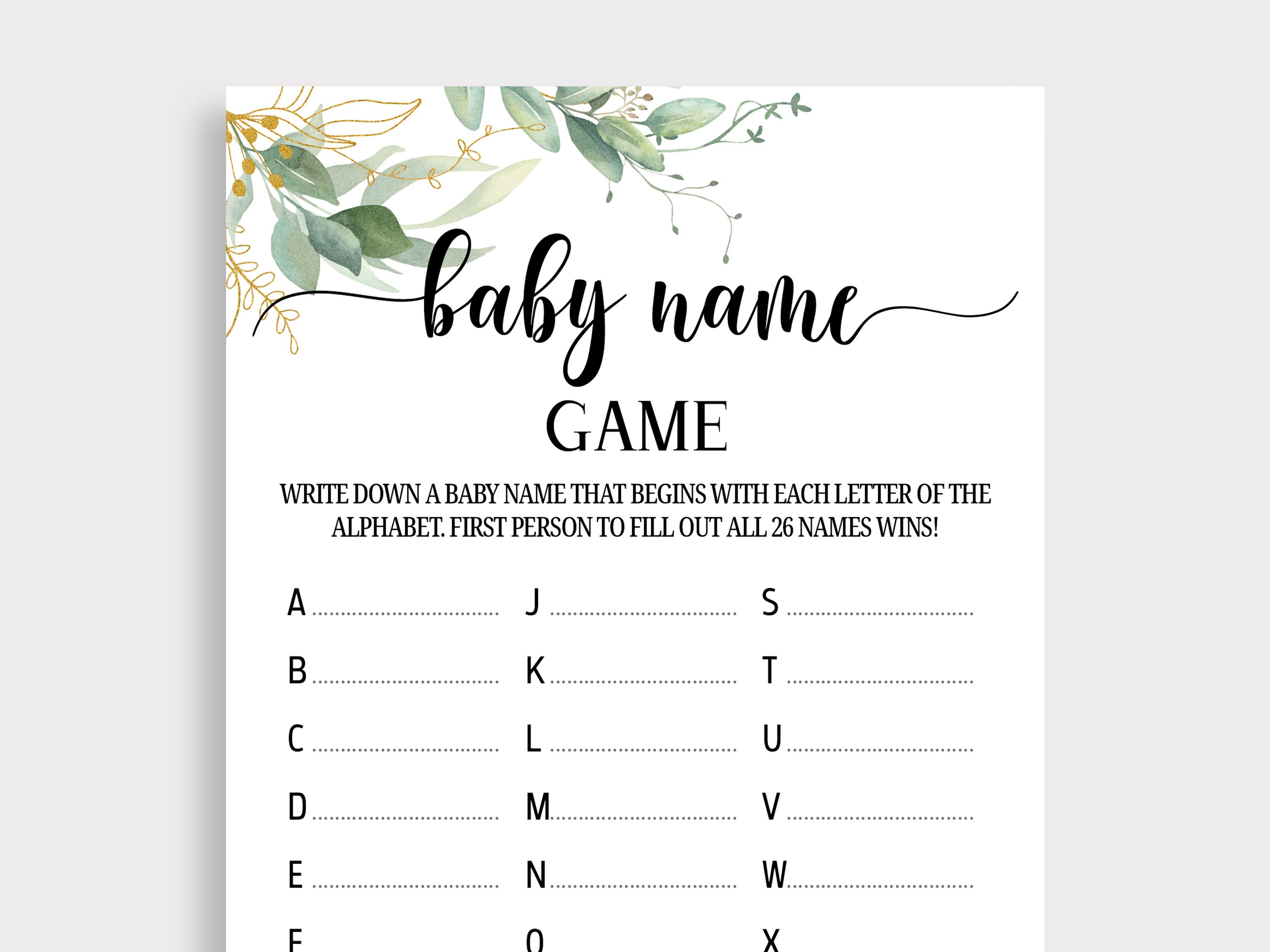 Baby Name Game Baby Alphabet Game A Z Baby Name Game Baby | Etsy