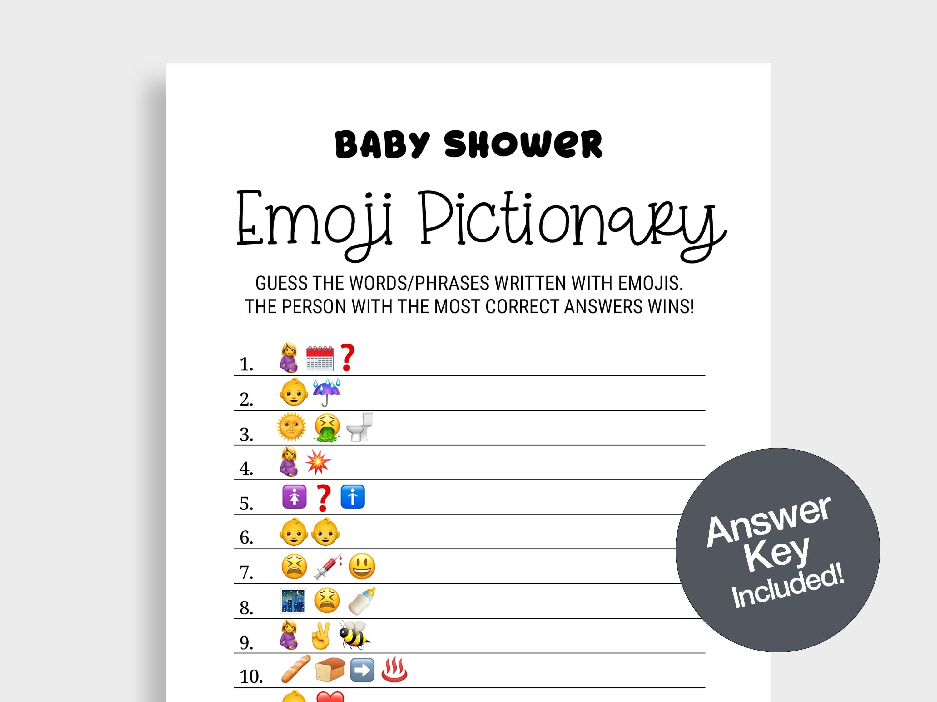 Baby Shower Emoji Game Funny Baby Shower Game Printable Activity ...